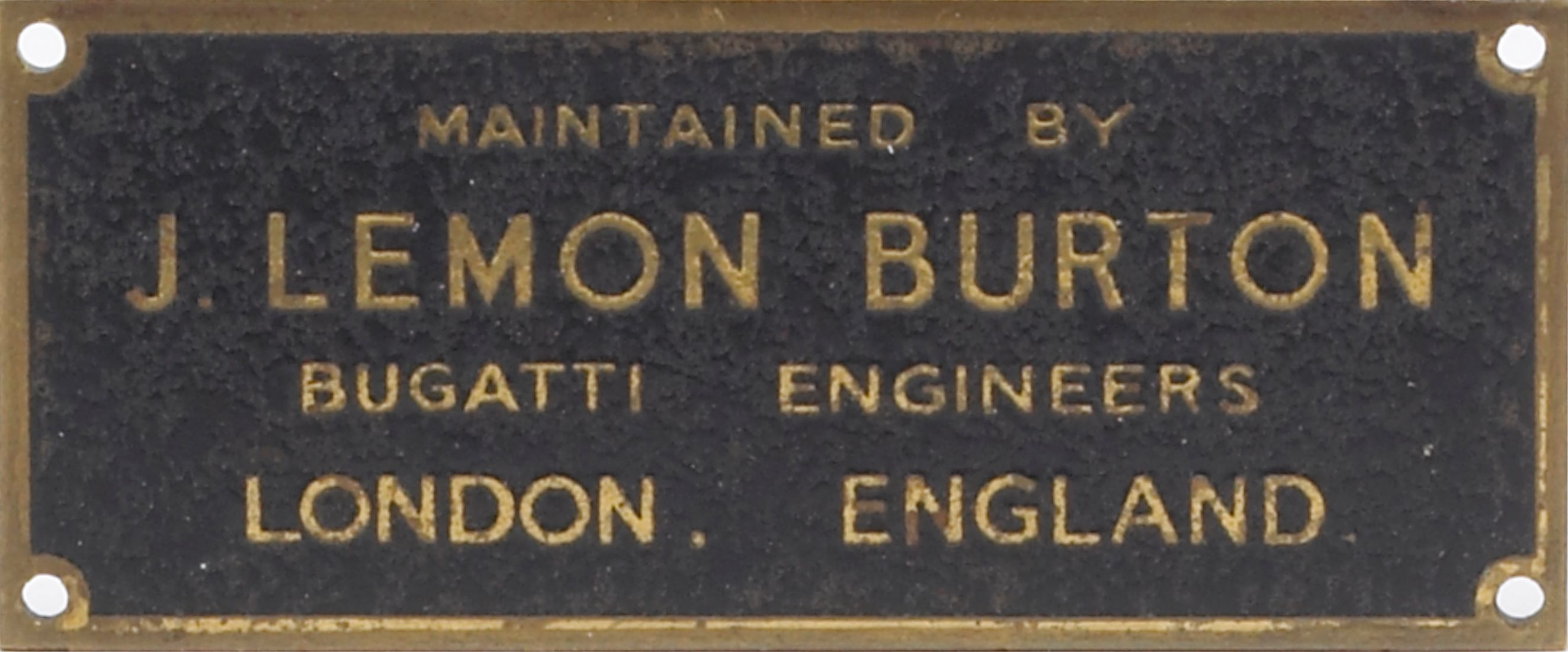 Bonhams Cars : A Bugatti engineers maintenance plaque,