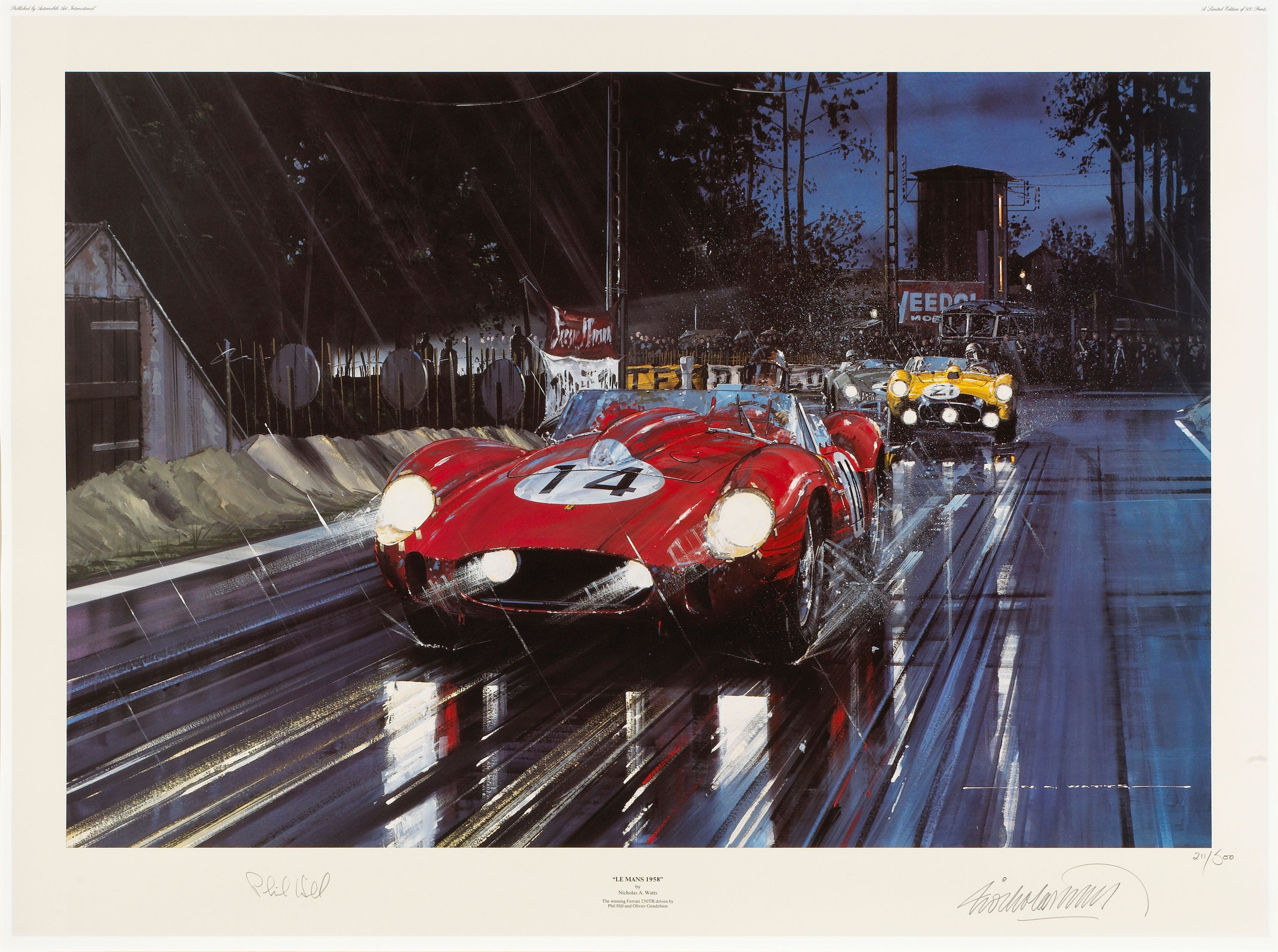 Bonhams Cars : A Nicholas Watts "Le Mans 1958" signed by Phil Hill ...
