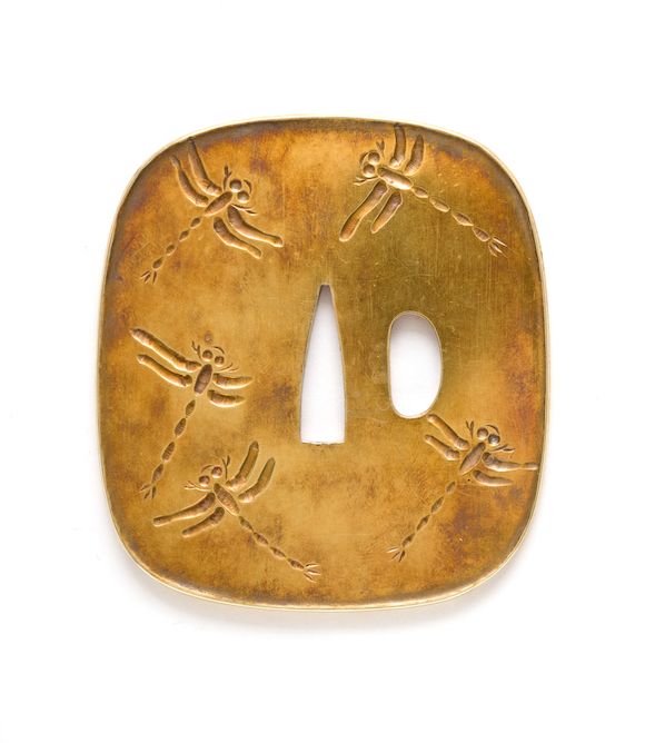 Bonhams : A solid gold tsuba 19th century