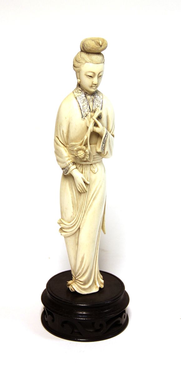 Bonhams : A carved ivory standing beauty 20th century