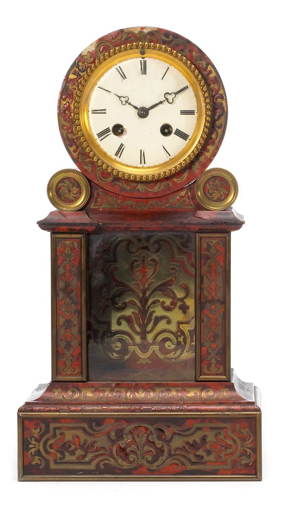 Bonhams : A Napoleon III cut brass and boulle marquetry mantel clock ...