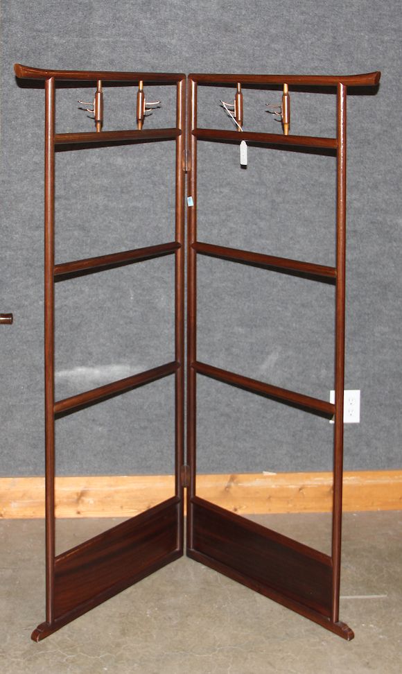 Bonhams : A Japanese two-section wood folding kimono rack