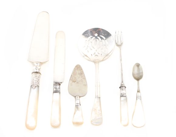 Bonhams : A group of mother of pearl handled dessert flatware and ...