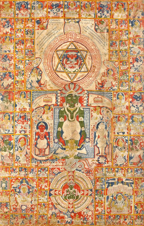 Bonhams : A Jain pata of Sahasraphana Parshvanatha Gujarat 15th century