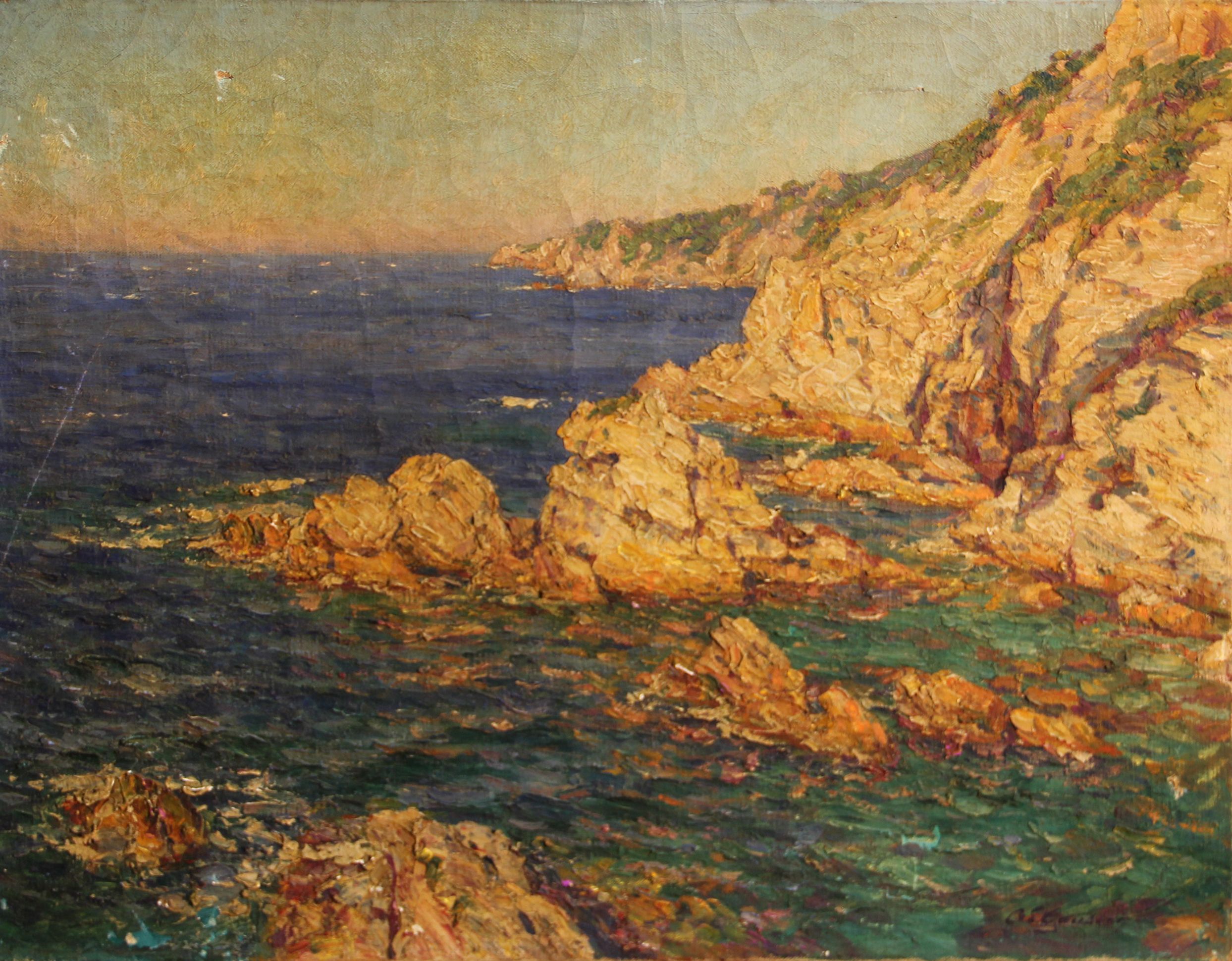 Bonhams : Adolphe-Louis Gaussen (French, 1871-1954) Coastal scene 20 x ...