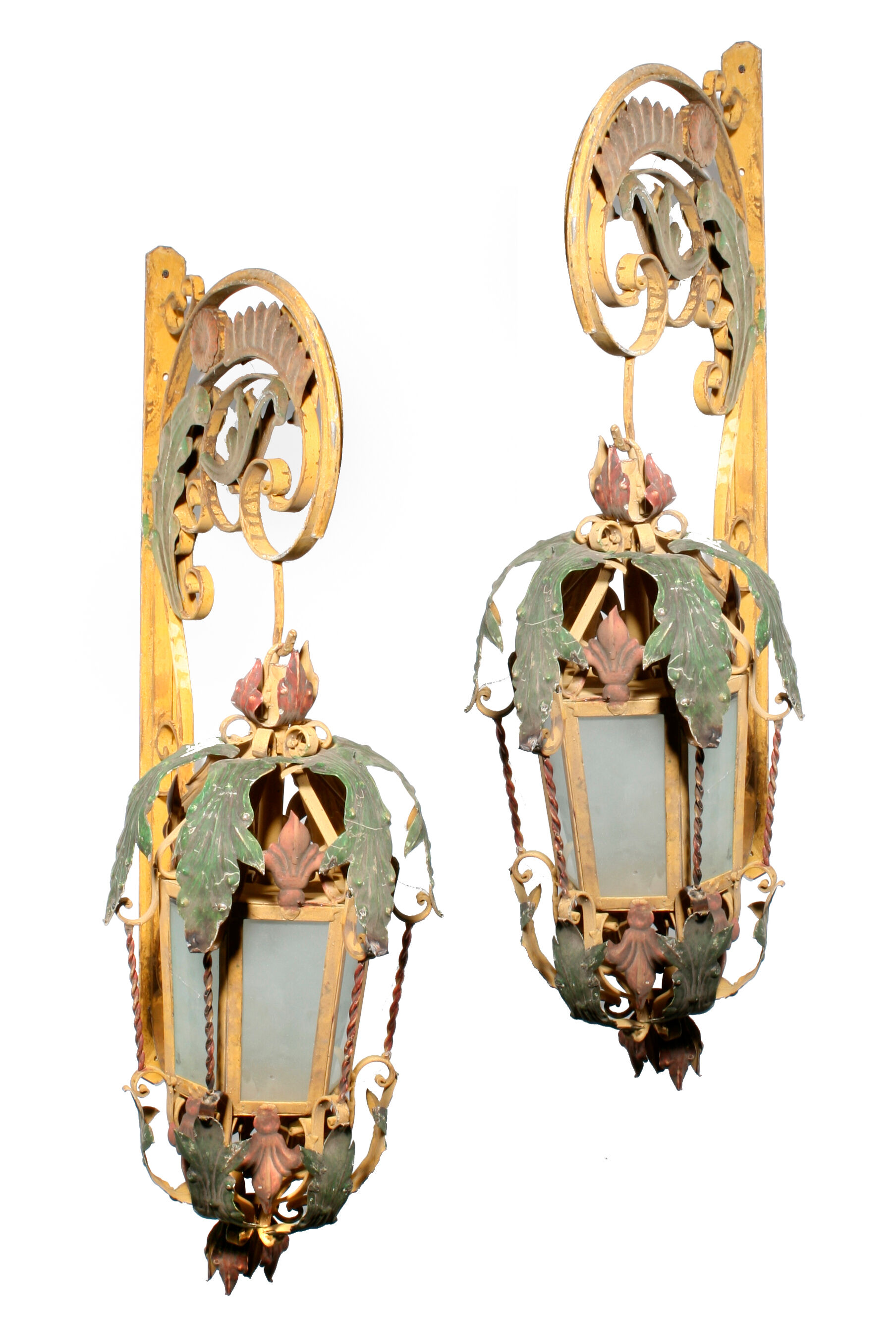 Bonhams : A pair of Renaissance style tole wall lanterns