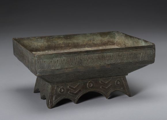 Bonhams : An archaisic bronze rectangular container Late 19th century
