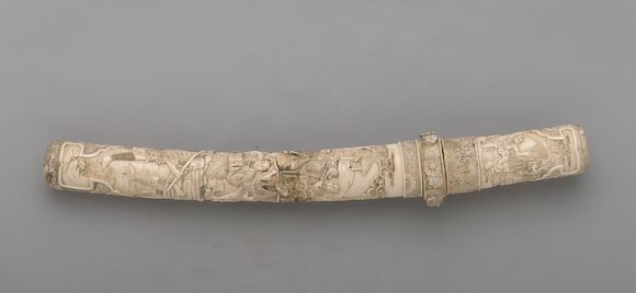 Bonhams : A carved bone-mounted short sword, tanto Meiji period