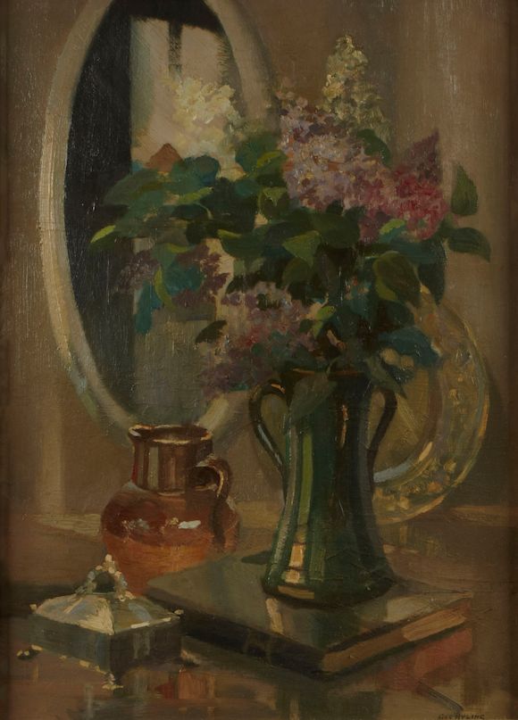 Bonhams : George Ayling (British, 1887-1960) A still life with a vase ...