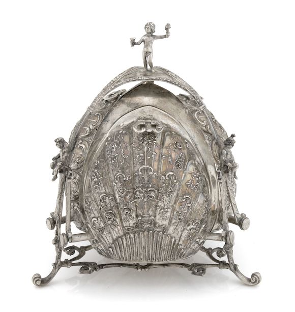 Bonhams : A German 800 standard silver mechanical biscuit box, J.D ...