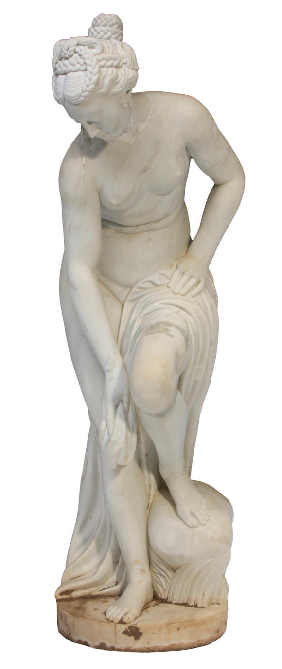 Bonhams An Italian Carved Marble Figure Of A Maiden At Her Bath