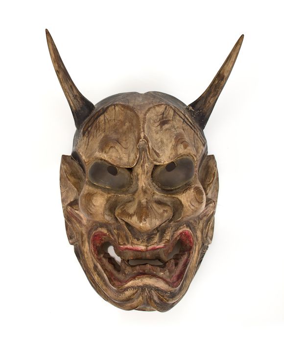 Bonhams : A Noh mask of Ja (Snake) 19th century