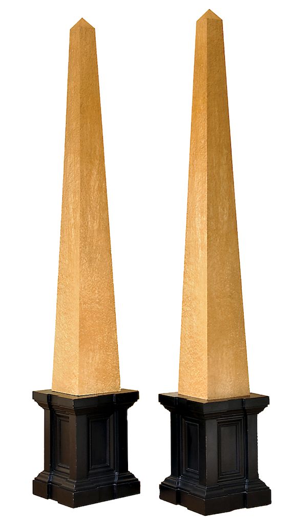 Bonhams : A monumental pair of bird's eye maple veneered and ebonized ...