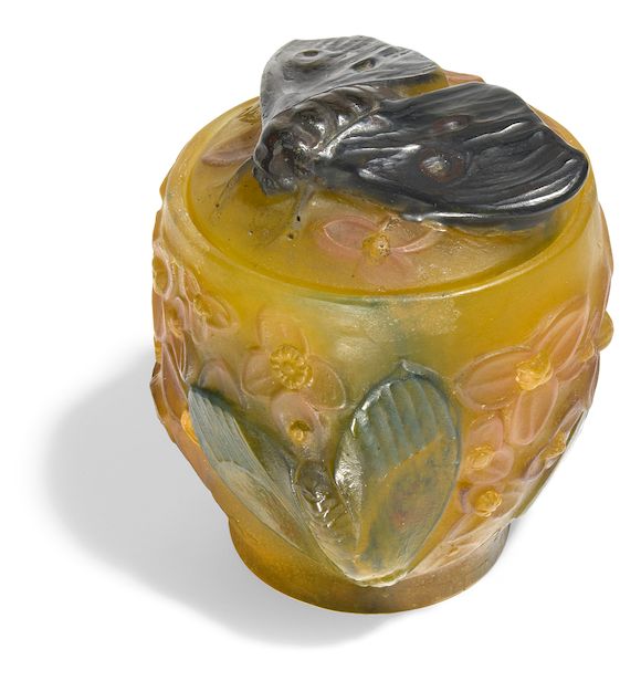 Bonhams : An Almeric Walter pâte de verre Moth jar designed by Henri ...