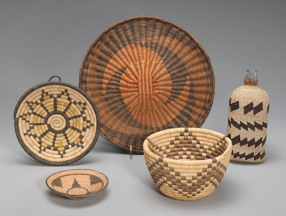 Bonhams : Five Native American basketry items