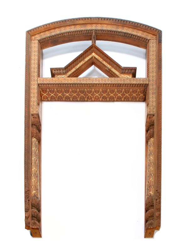 Bonhams : A carved and inlaid wood architectural entry arch executed ...