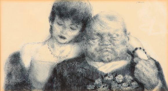 Bonhams : Joseph Hirsch (American, 1910-1981) The couple, c. 1965 7 1/4 ...