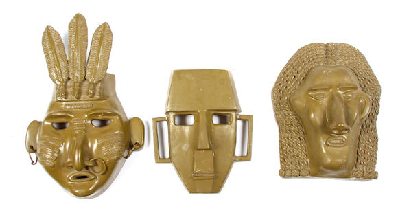 Bonhams A Group Of Three Bronze Masks