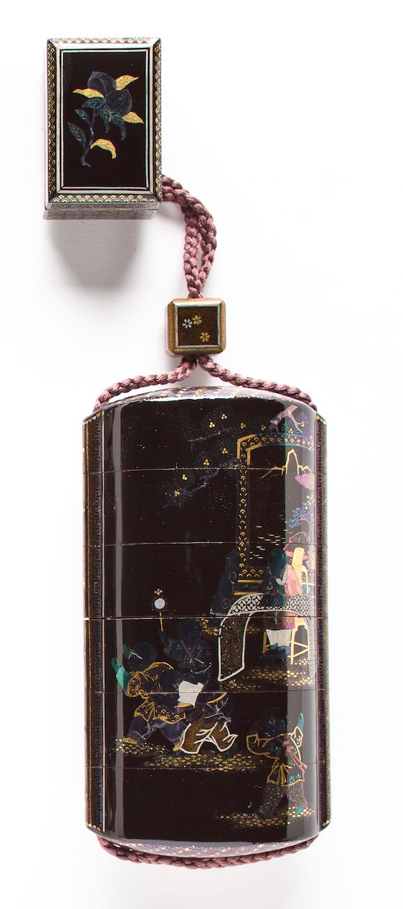 Bonhams : A black lacquer Somada-style four-case inro Edo period, 19th ...