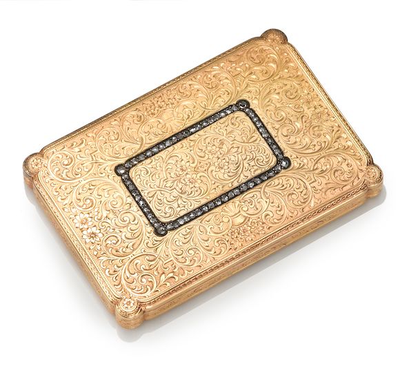 Bonhams : A diamond and fourteen karat gold card case