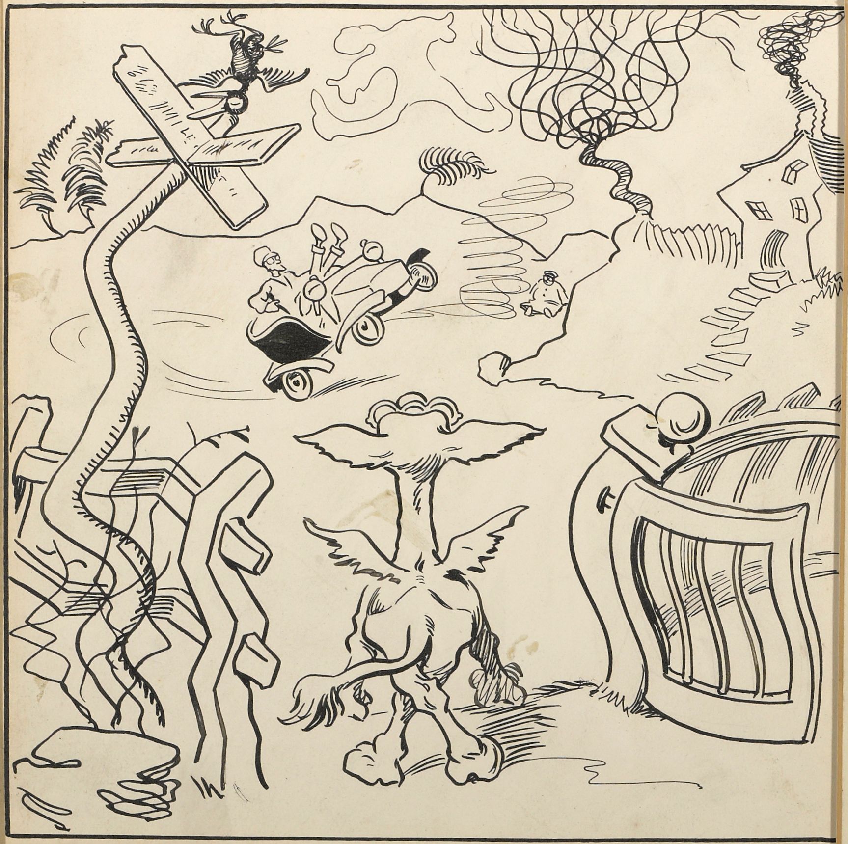 Bonhams Cars : A PUCK magazine illustration "All Out",