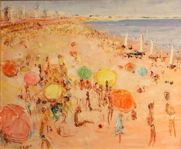 Bonhams : Alain Rousseau (French, born 1926) Beach scene 21 1/2 x 25 1/2in