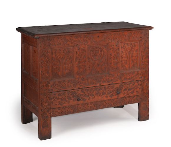 Bonhams : The Foote family carved oak chest Hadley-Hatfield ...