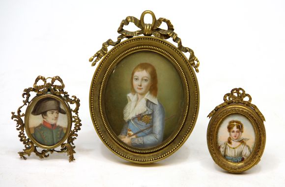 Bonhams : Three portrait miniatures early 20th century