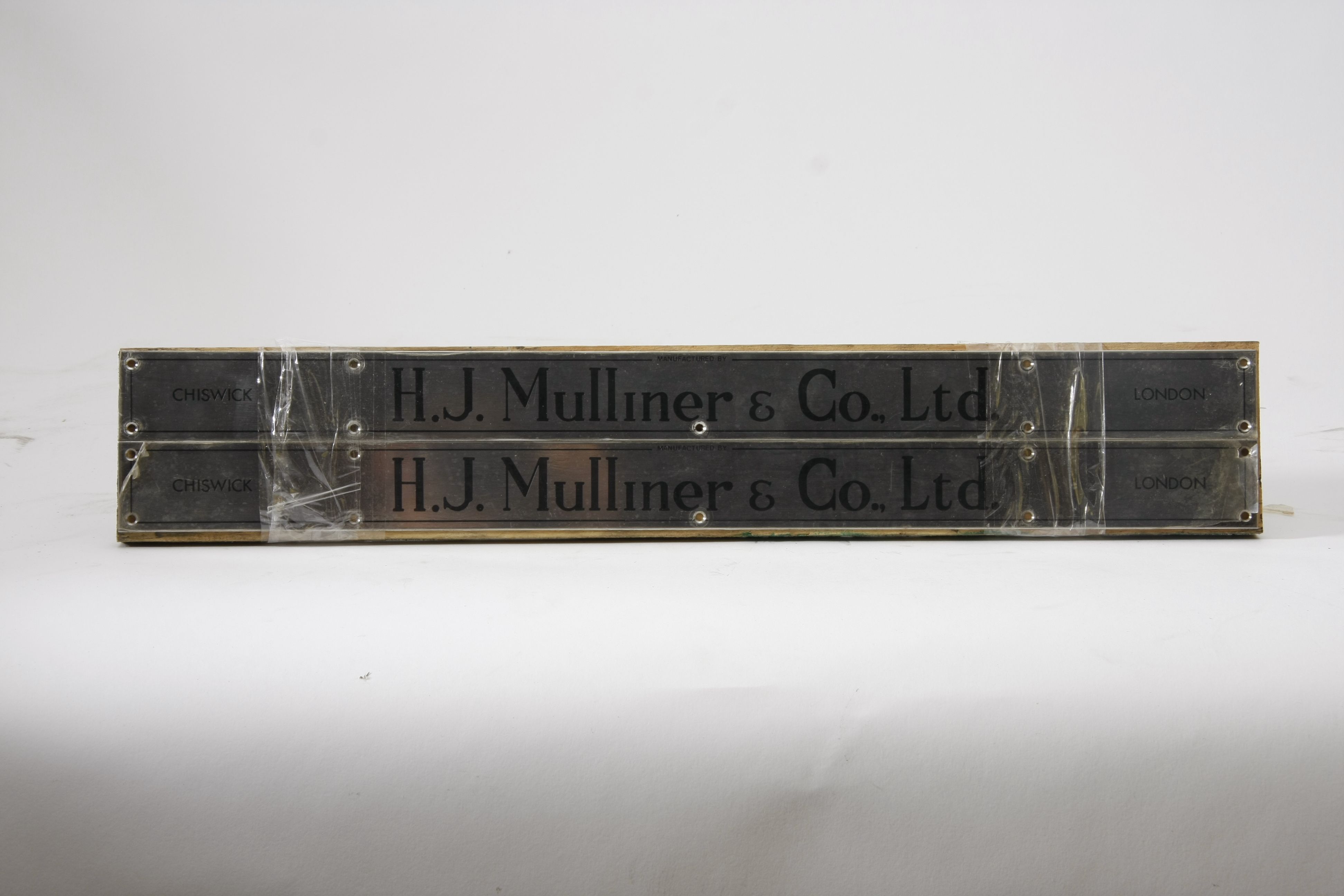 Bonhams Cars : A new pair of 'HJ Mulliner & Co. Ltd.' coach plates.
