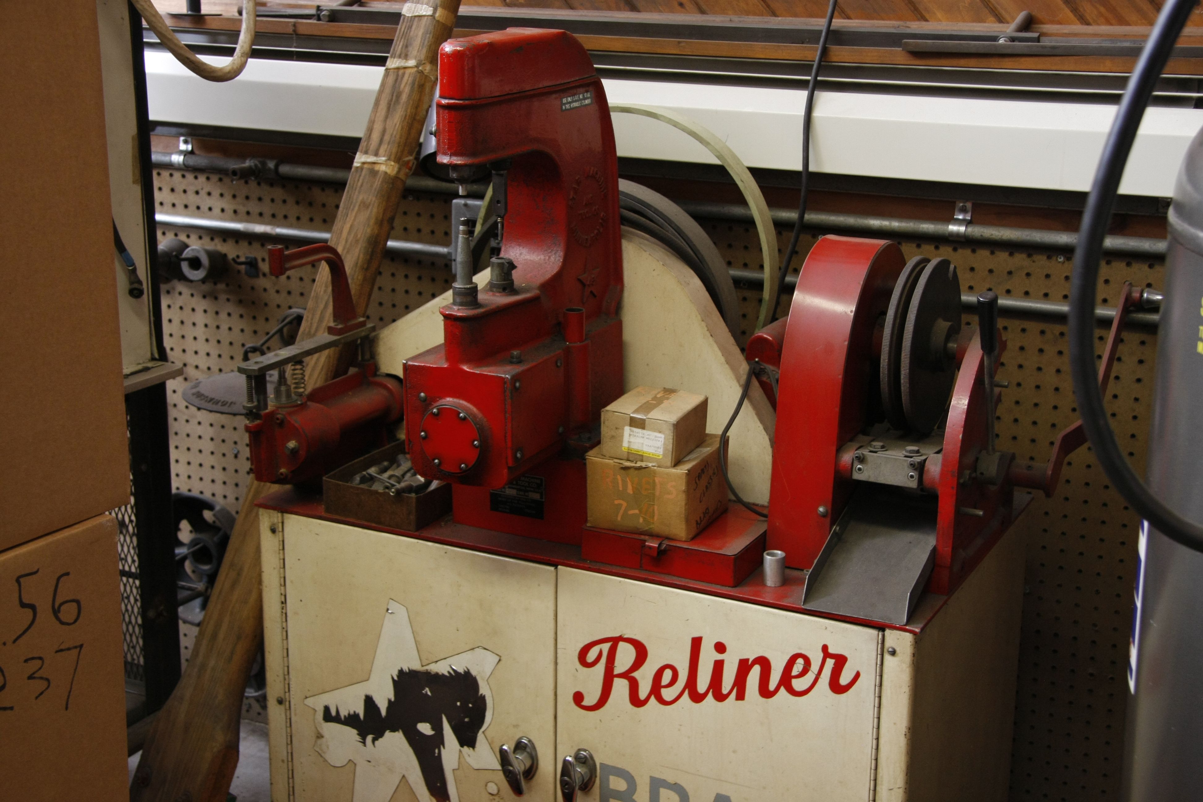 Bonhams Cars : A Star Machine brake lining and riveting station,