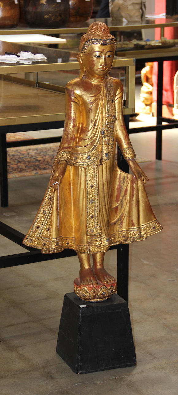 Bonhams A Large Gilt Wood Figure Of The Buddha Burma Mandalay Period