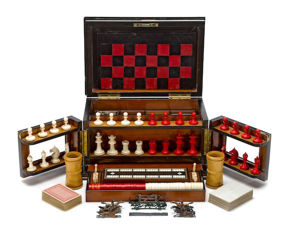Bonhams : An English calamander compendium game box mid 19th century