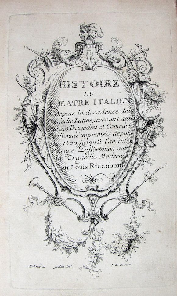 Bonhams : RICCOBONI, LUIGI. D. 1753. Histoire du theatre Italien ...