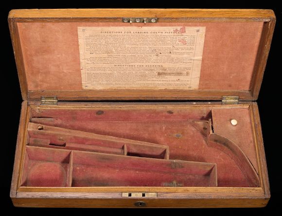 Bonhams : A scarce English oak case for the Colt Model 1861 Navy revolver