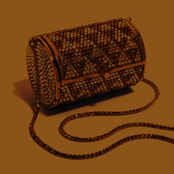 Bonhams : A gold and silver crystal cylinder purse with gold colored ...