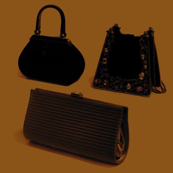 Bonhams : A collection of three satin purses with black, silver and ...