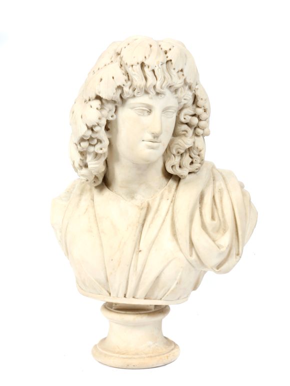 Bonhams : An Italian carved marble bust of a young Bacchante