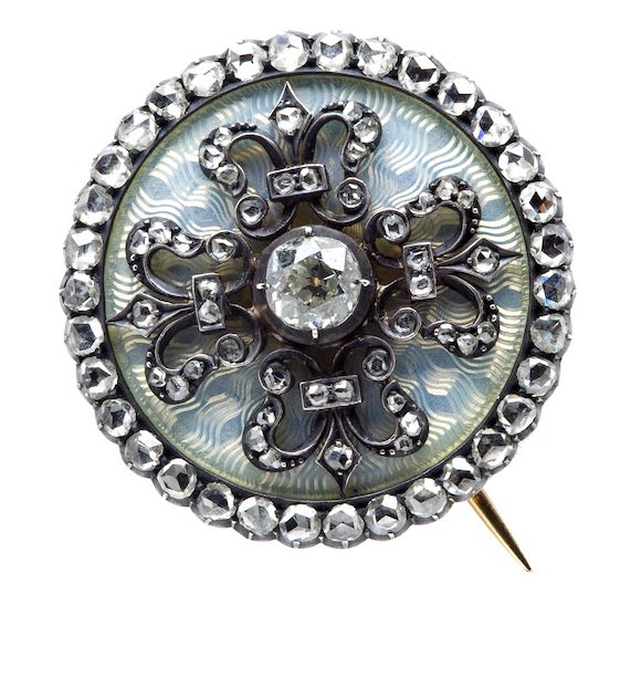 Bonhams : A silver-gilt, enamel and diamond broochFabergé, St ...