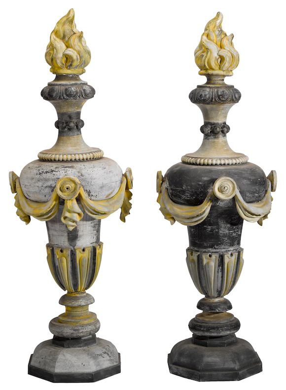 Bonhams : A pair of Neoclassical style polychrome decorated zinc and ...