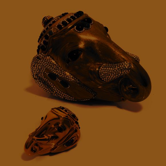 Bonhams : A silver crystal and semi-precious stone elephant head ...