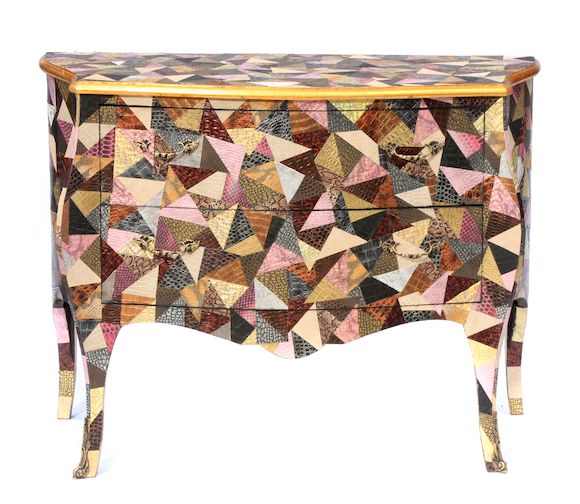 Bonhams : A Louis XV style specimen leather commode