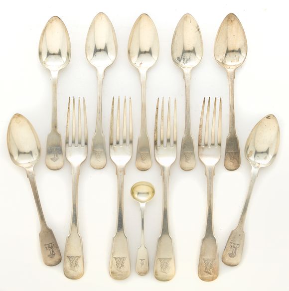 Bonhams : An assembled group of English and Irish silver flatware ...