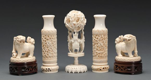 Bonhams : A group of pieced and carved ivory decorations Republic ...