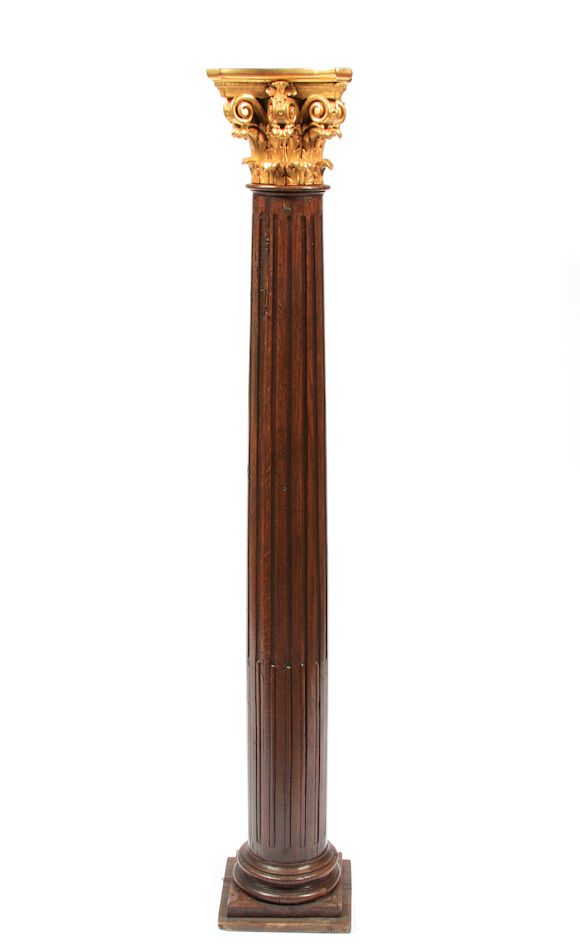 Bonhams : A Neoclassical style parcel gilt walnut corinthian column