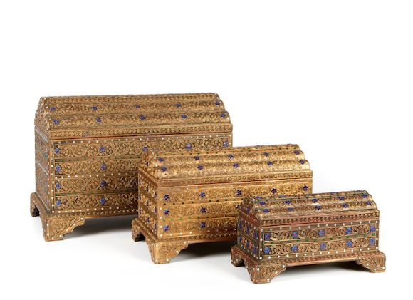 Bonhams : A group of three graduated Indian caskets