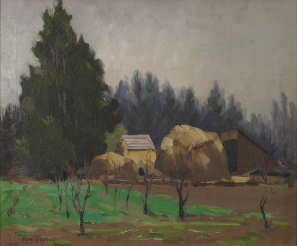 Bonhams : Aaron Edward Kilpatrick (American, 1872-1953) Hay Stacks 20 x ...