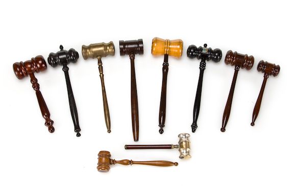 Bonhams : A collection of ten wooden gavels 12-1/2 in. (31.8 cm.) the ...