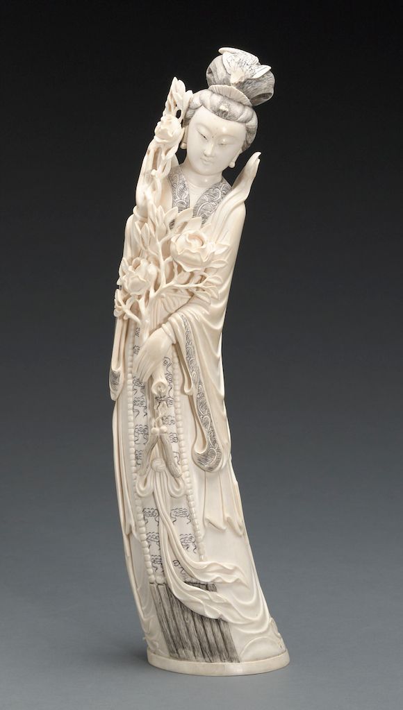 Bonhams : A carved and tinted ivory beauty 20th century