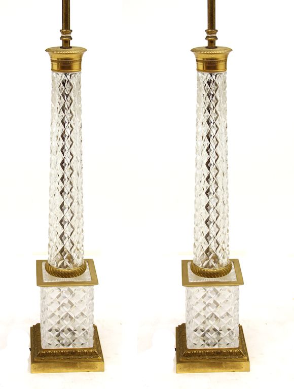 Bonhams : A pair of Neoclassical style gilt-bronze mounted and cut ...