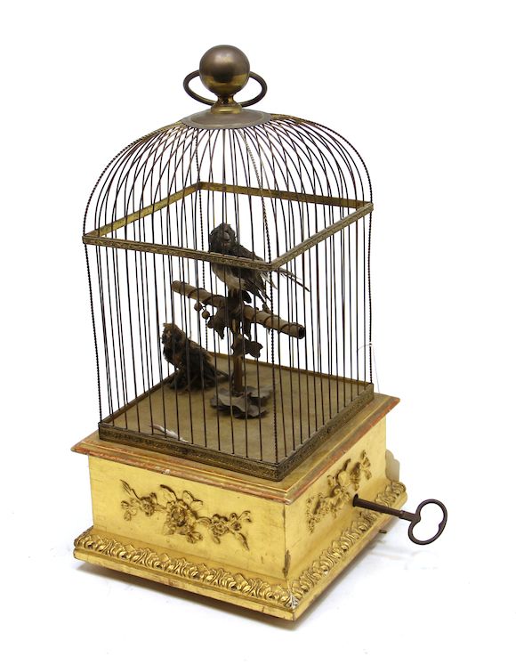 Bonhams : An automaton with two song birds late 19th century